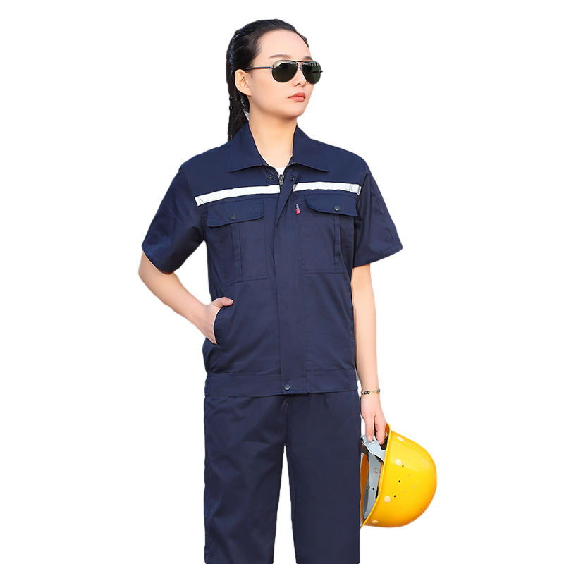 Summer Thin Cotton Work Clothes suit Men's Top Short-sleeved Workwear ...