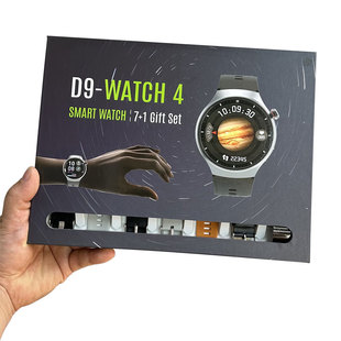 原厂D9 WATCH4圆屏7+1套装智能手表钢带多表带无线充通话记步手表-阿里巴巴