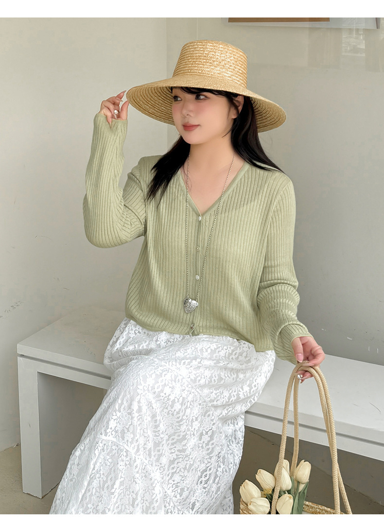 智煊大码女装含蚕丝羊毛韩系糖果色针织开衫2025轻薄上衣132028-阿里巴巴