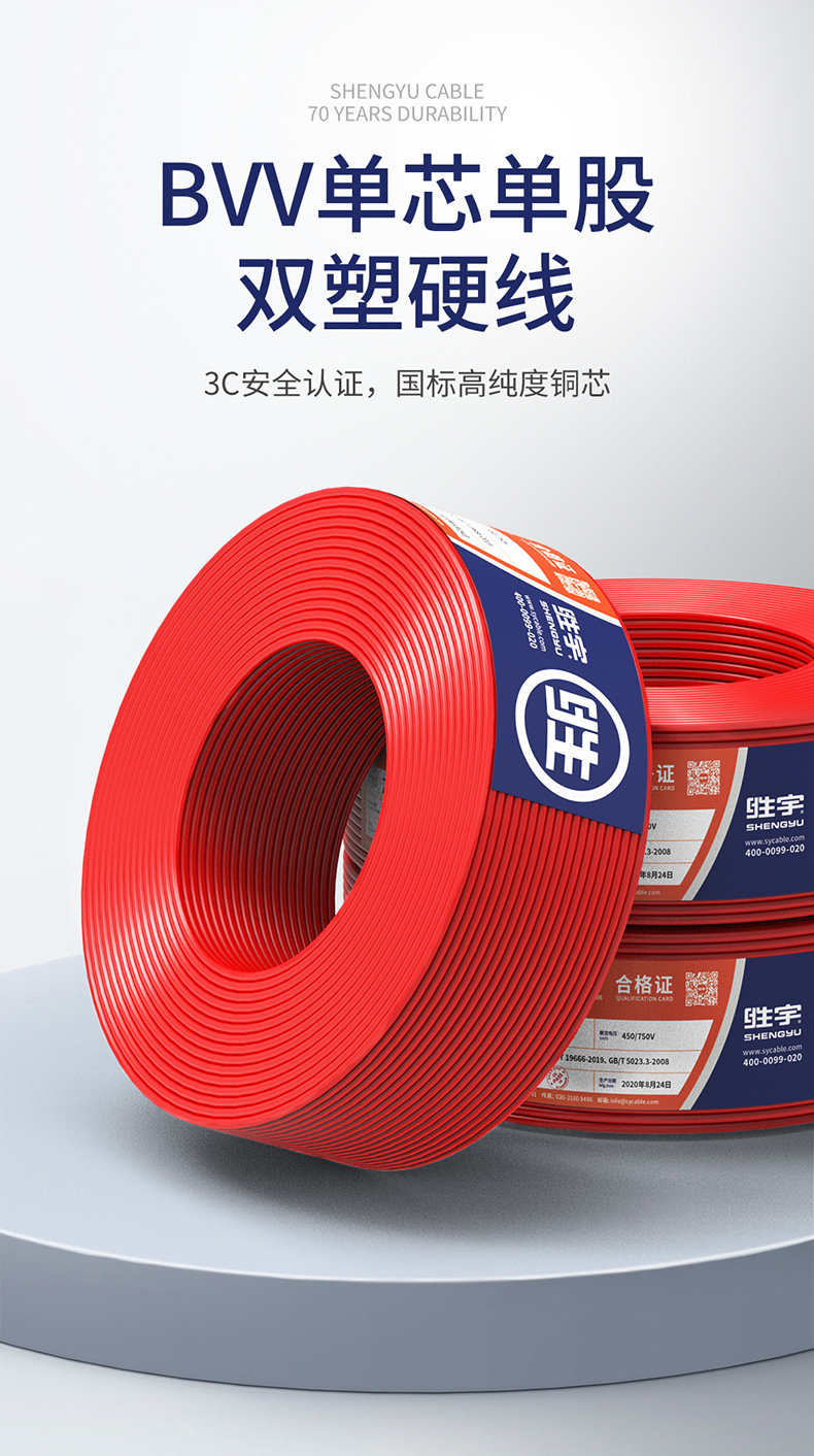 ZC-BVV 1*1.5 2.5 4 6平方双塑电线 聚氯乙烯绝缘护套线 单芯电缆-阿里巴巴