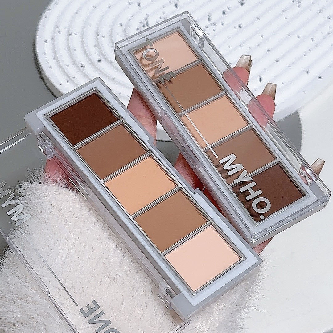 MYHO轮廓五色眼影盘棕色哑光打底日常修容阴影大地色新手平价彩妆-阿里巴巴