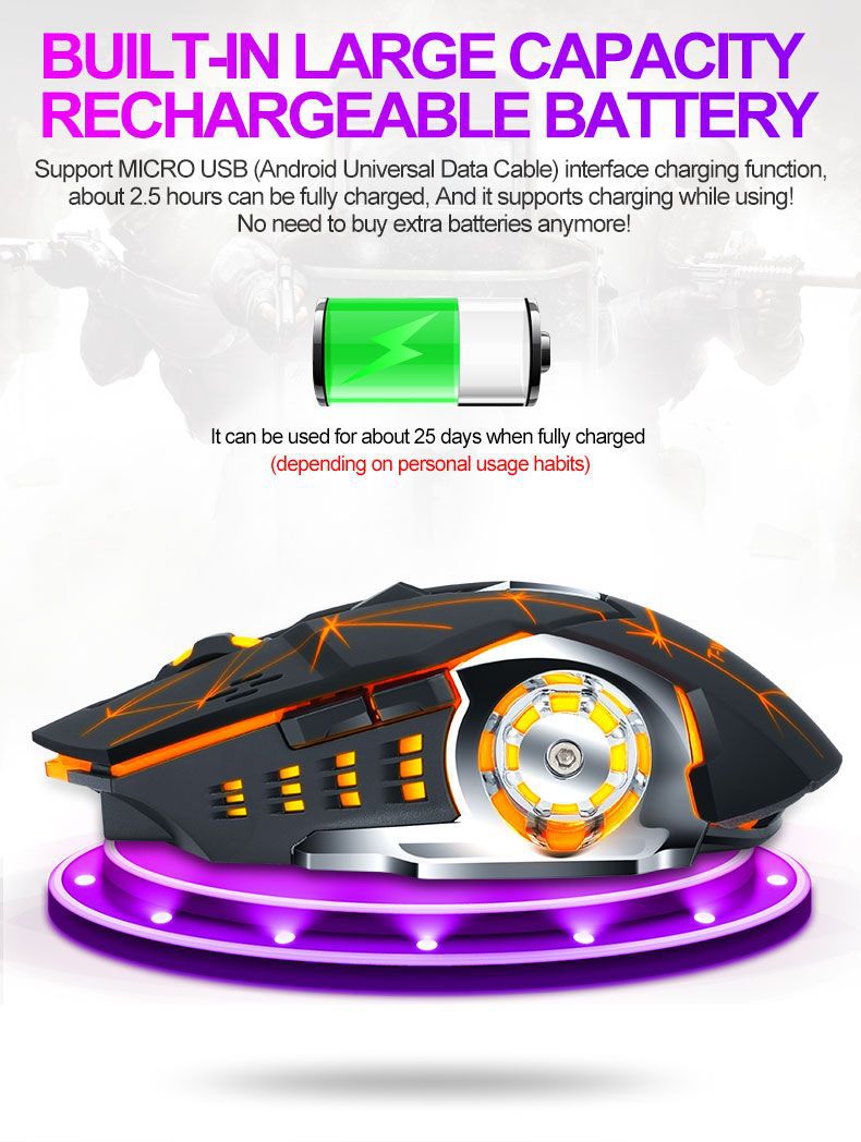 T-WOLF雷狼Q13充电静音无线鼠标双模游戏商务发光机械鼠typec跨境-阿里巴巴