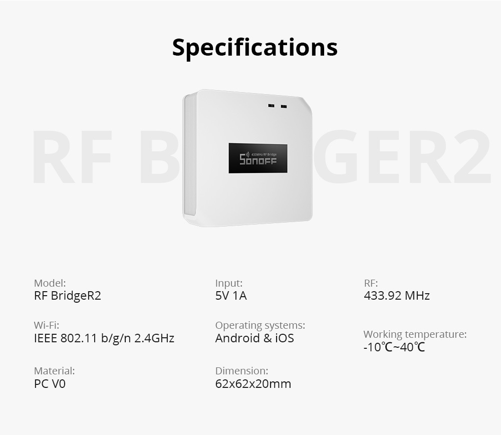 Sonoff RF Bridge R2 433网关转Wifi遥控器智能家居安防远程开关-阿里巴巴