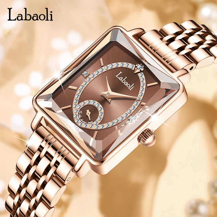 拉宝丽/labaoli轻奢气质女表独立秒盘方形女士石英表镶钻款LA281-阿里巴巴