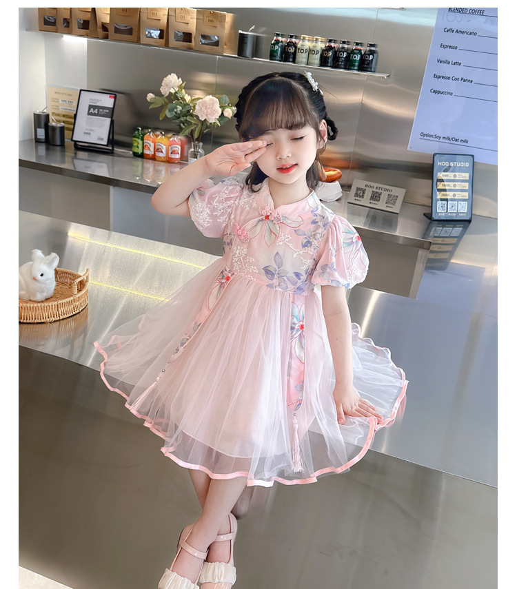 汉服女童夏儿童中国风连衣裙复古仙女公主裙民族风气质纱裙唐装-阿里巴巴