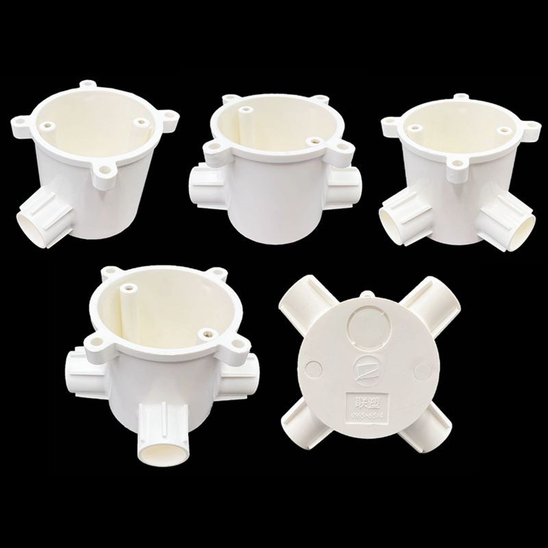 联塑PVC线管暗装灯头深型圆接线盒65×65单通双直通双曲通三通4通-阿里巴巴