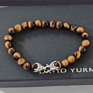 时尚dy925银大卫珠子手链David xx yurman 天然黑玛瑙石手工雅曼-阿里巴巴