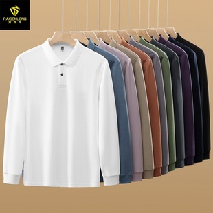 派森龙秋冬翻领开衩纯棉男POLO衫260g长袖团体服工作服定制POLO衫-阿里巴巴