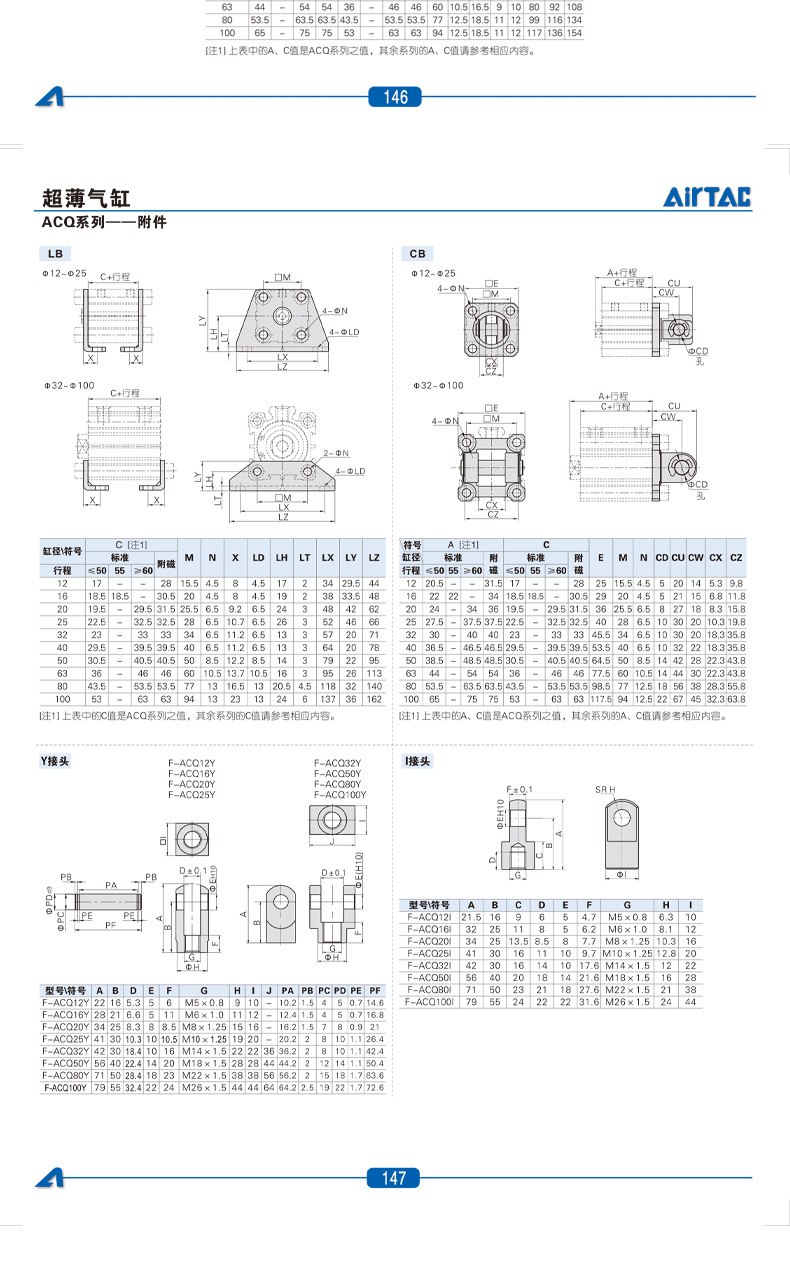 AIRTAC 亚德客ACQ超薄气缸ACQ80/100X125/150/175/200/250/300 SB-阿里巴巴