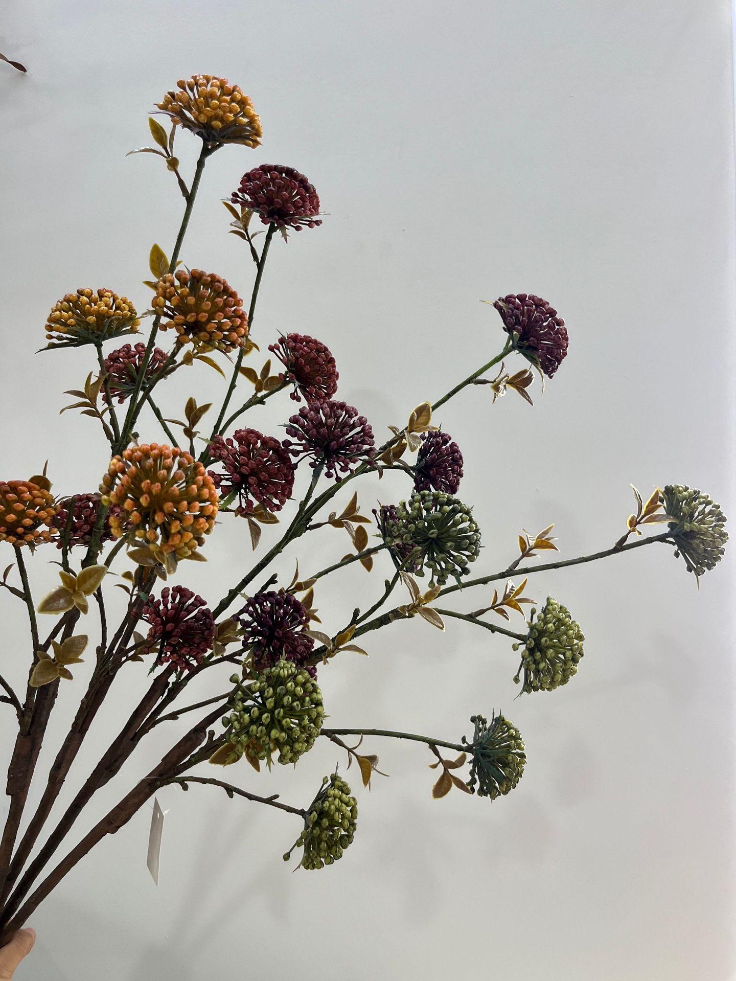 秋色仿真绣球果枝单支复古葱球枝家居装饰花艺摆件设计感花束插花-阿里巴巴