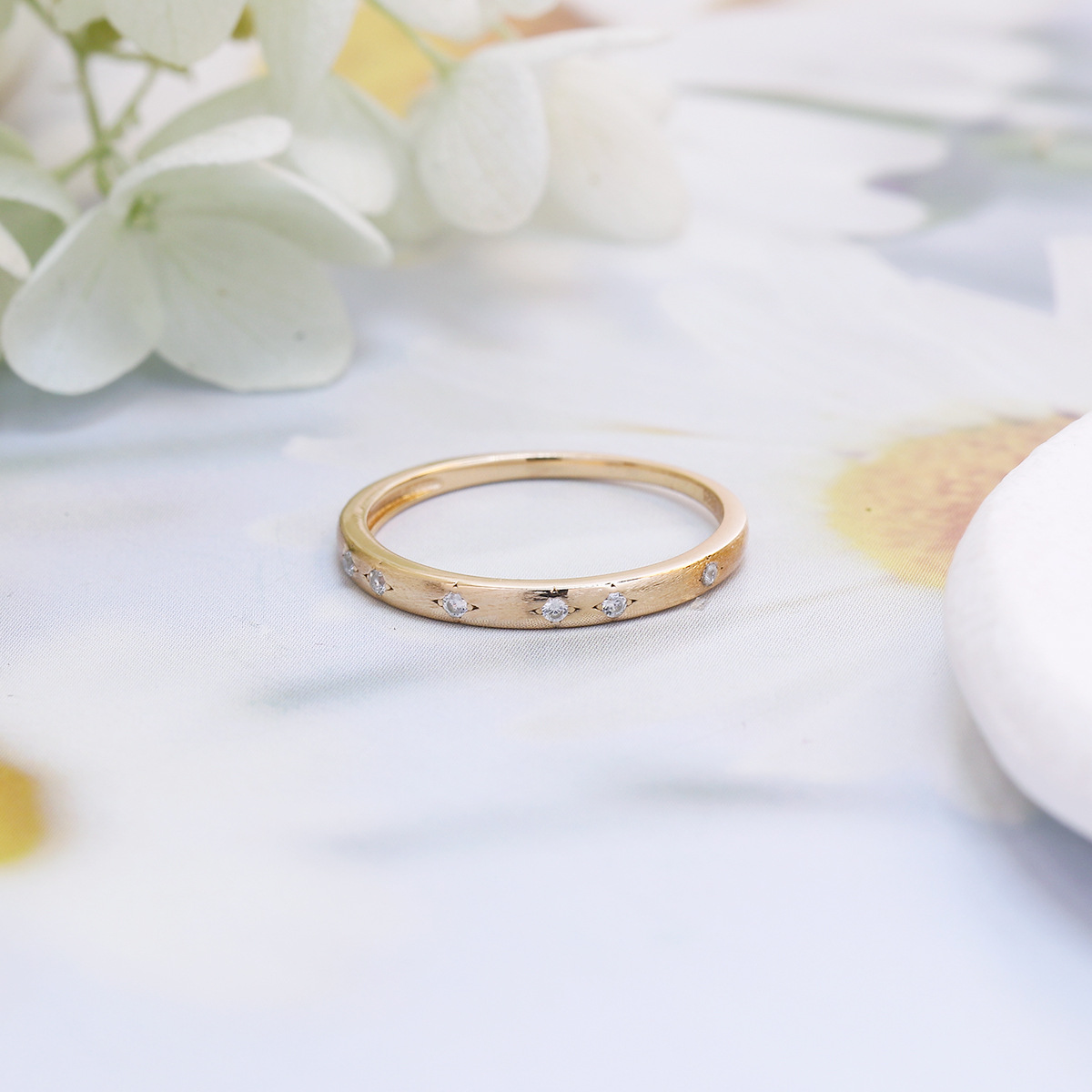 日系轻珠宝满天星锆石拉丝戒指秋新款 S925银镀金时尚通勤戒指批-阿里巴巴