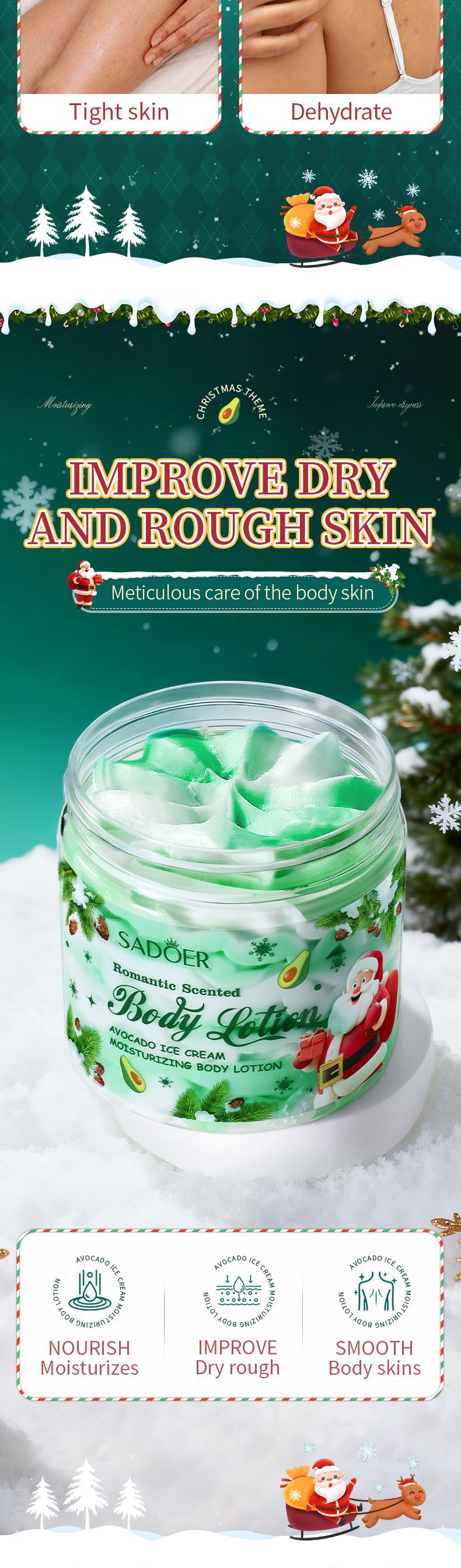 全英文SADOER圣诞牛油果冰淇淋滋润身体乳秋冬身体霜跨境外贸批发-阿里巴巴