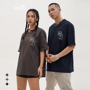 RFSD男装|刺绣T恤2023夏季新品潮牌宽松版型230g纯棉短袖衫男女-阿里巴巴