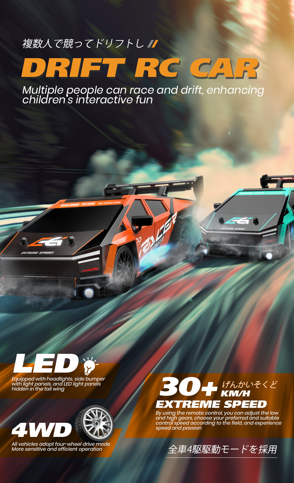 跨境玩具专业rc遥控车1:24漂移赛车模型车充电高速遥控赛车四驱车-阿里巴巴