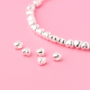 碎银子隔珠配件s925银素银立体心形银珠爱心散珠横穿孔手链配饰3m-阿里巴巴