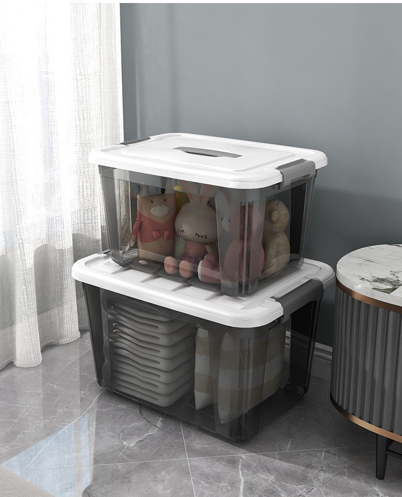 收纳箱批发家用储物箱透明杂物玩具收纳盒大号衣服整理箱零食塑料-阿里巴巴