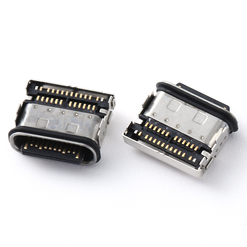 TYPE C2P防水母座全塑焊线式 线长可选带耳螺丝孔 TYPE-C防水母座-阿里巴巴