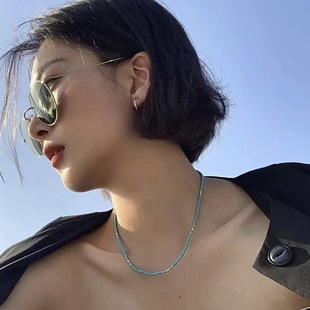 s925纯银ins博主fever同款米珠锁骨链手工串珠项链叠戴新品N1271-阿里巴巴