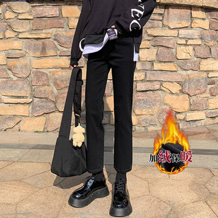 9228B孕妇裤加绒高弹力牛仔裤冬季加厚托腹保暖烟管裤外穿直筒裤-阿里巴巴