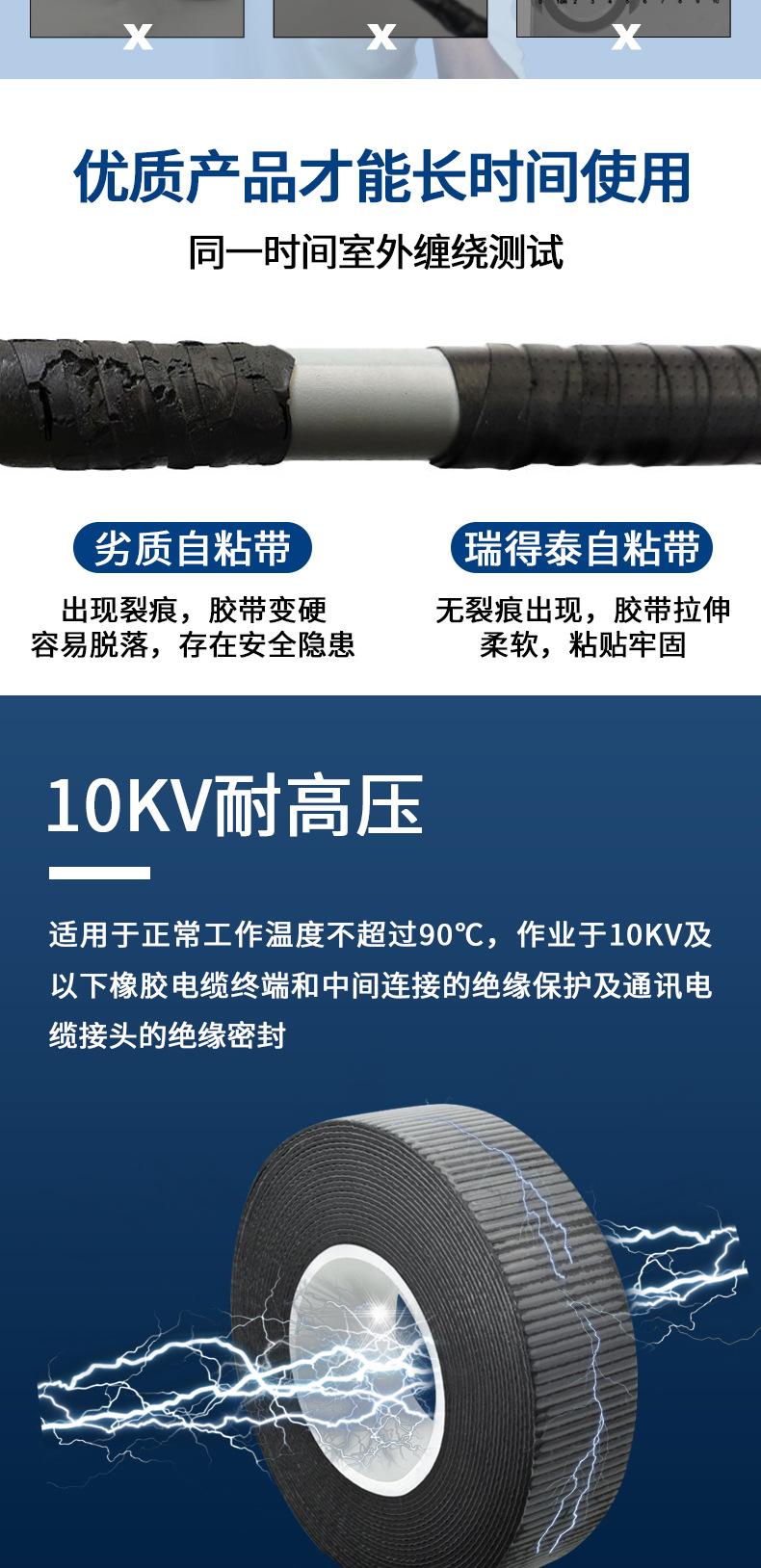 j-20高压橡胶自粘带 绝缘胶布水下电线黑色10KV自粘电工防水胶带-阿里巴巴