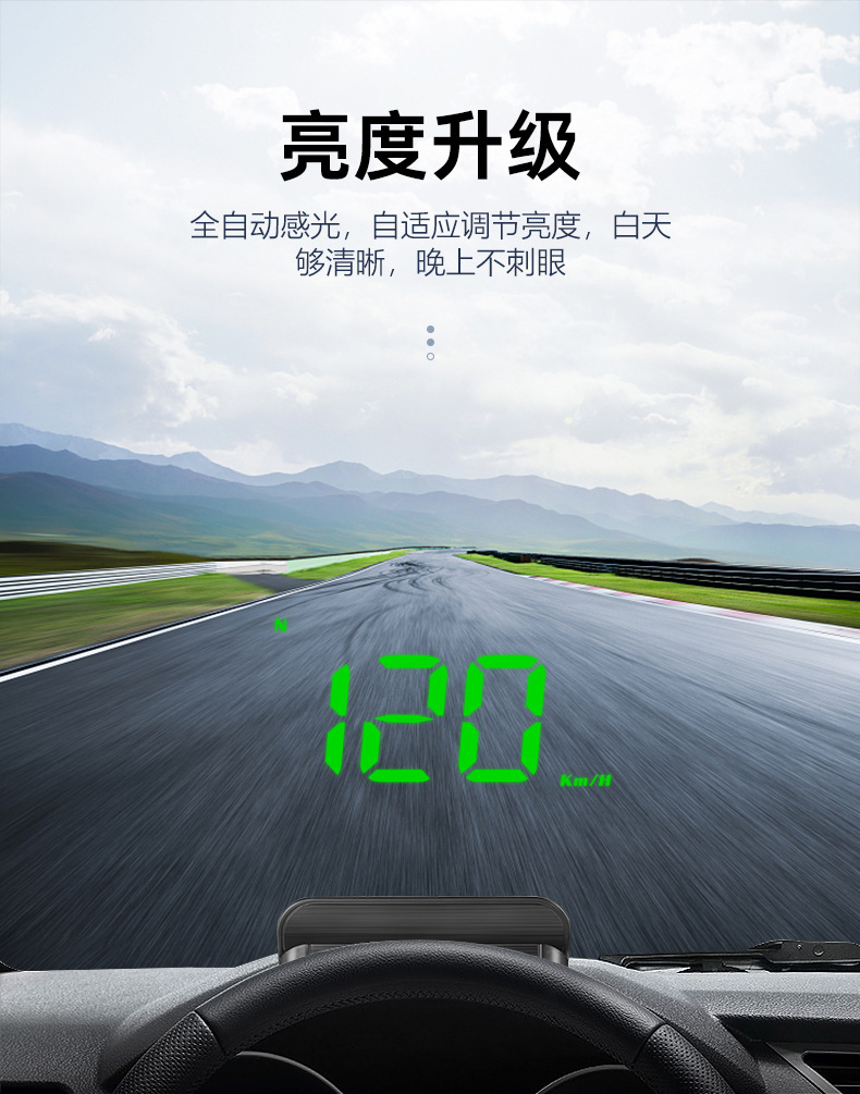 新能源汽车HUD抬头显示器GPS车速显示器多功能仪表无线投影仪M1绿-阿里巴巴