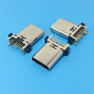 博达鑫TYPE-C母座14P立式直插直脚无弹C款H=12mm高180度连接器USB-阿里巴巴
