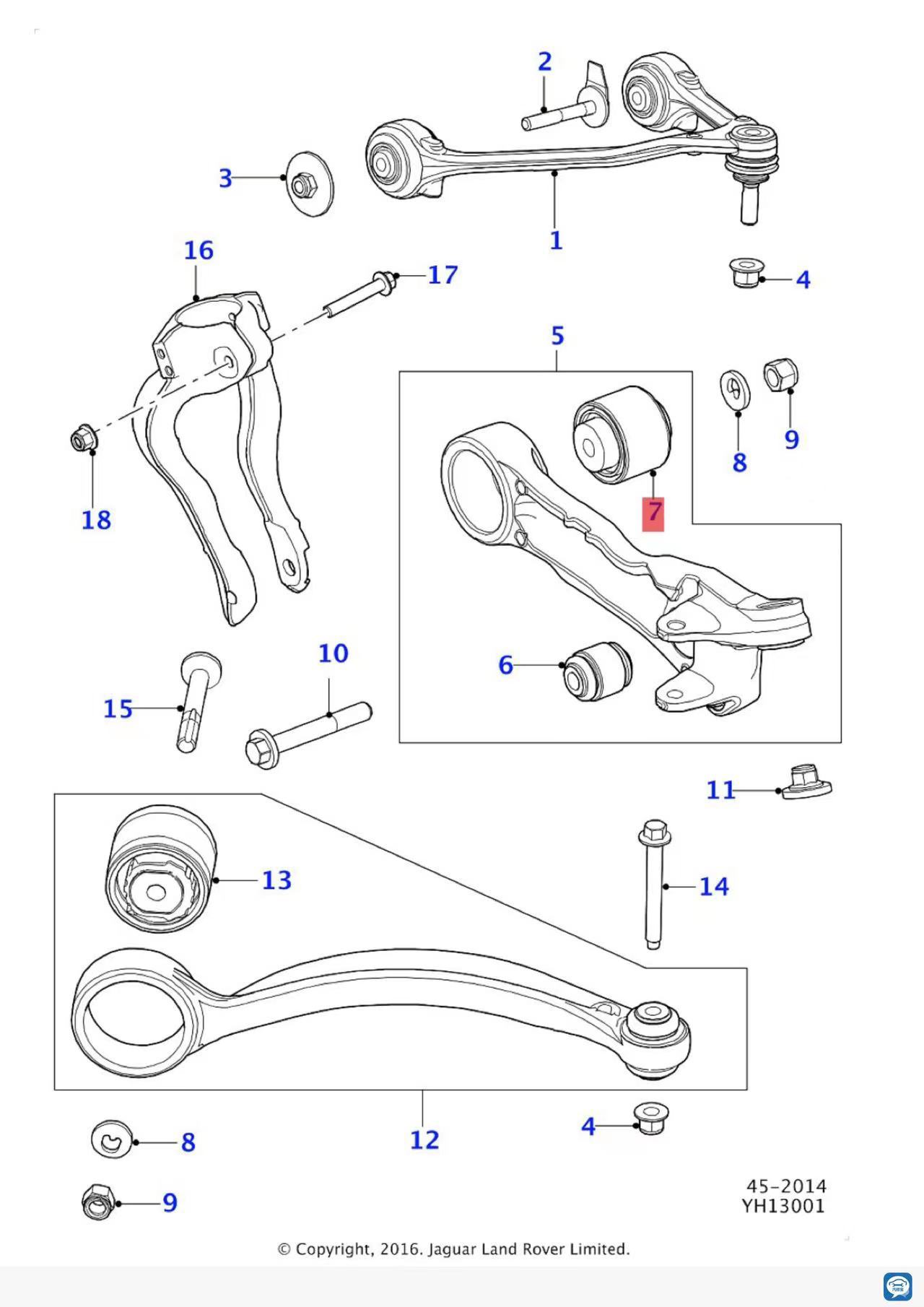 C2D4014适用于捷豹XJ 下摆臂胶套衬套 前悬挂胶套衬套 横臂护套-阿里巴巴