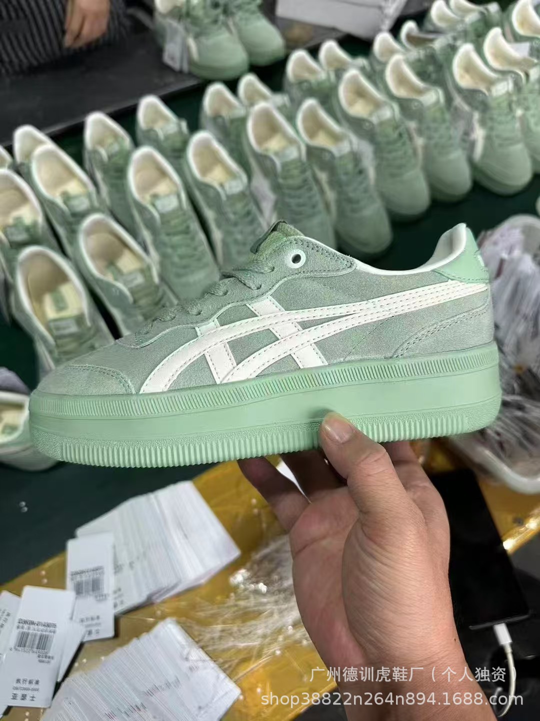 [新]纯原鬼塚虎TOKUTEN CHUNK女鞋厚底板鞋tiger德训鞋增高小白鞋-阿里巴巴