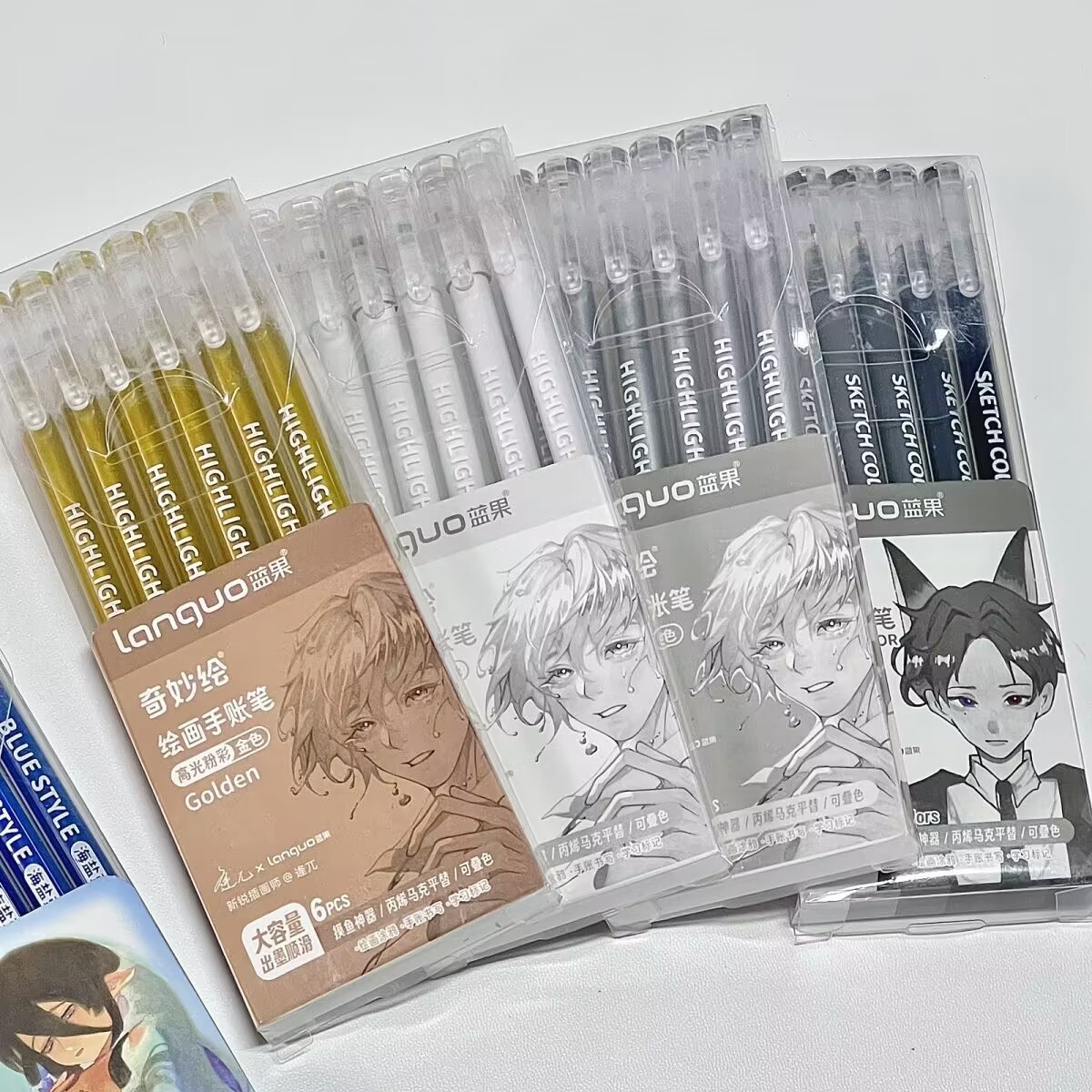 anguo蓝果l联名手账笔全套绘画笔81色海盐蓝系莫兰迪色大容量-阿里巴巴