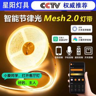已接入米家APP智能cob灯带语音无极调光客厅双眼皮线形灯双色24v-阿里巴巴