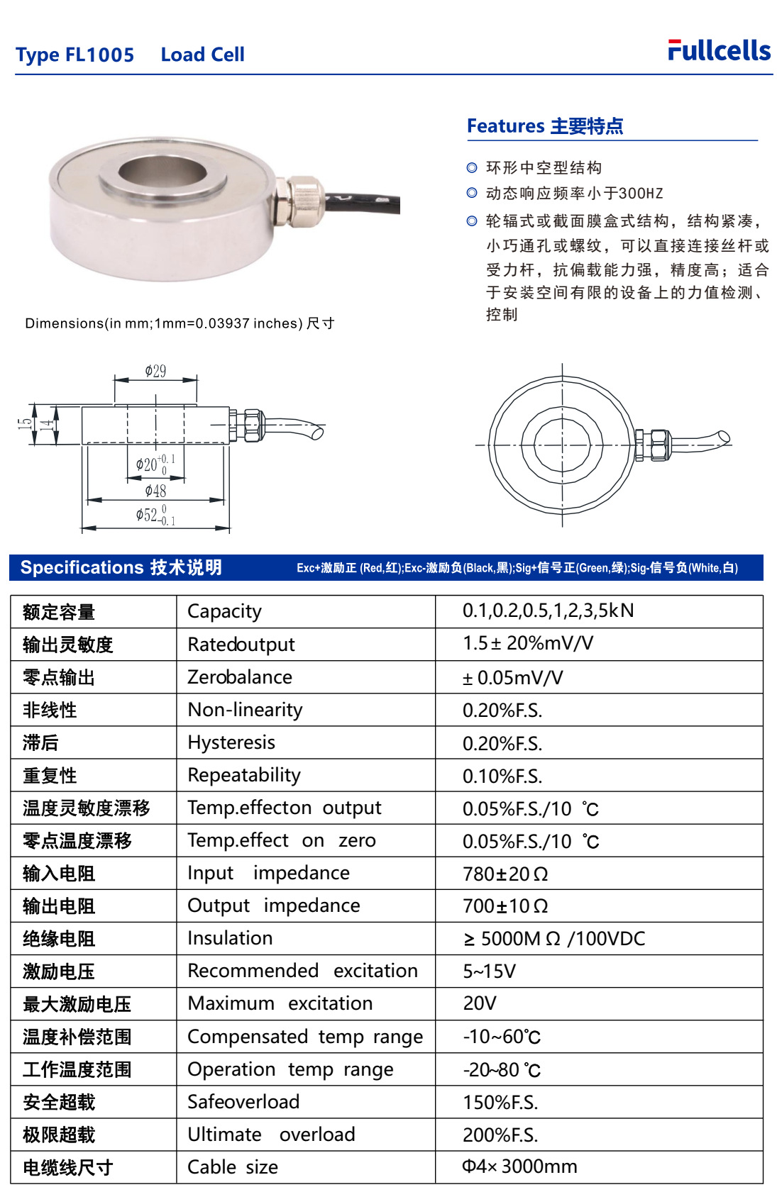 深圳鼎力FL1005微型称重压力负荷感应器螺栓预紧力环形压力传感器-阿里巴巴