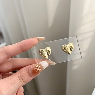 S925银针韩国ins博主fever同款爱心耳钉小众轻奢耳环高级感女耳饰-阿里巴巴