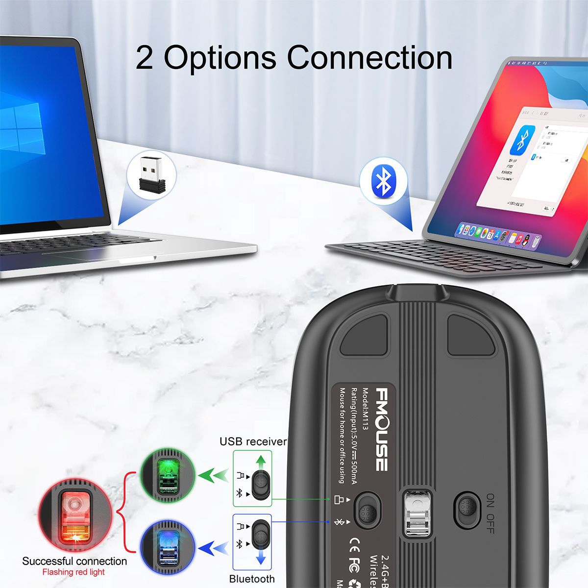 新无线10M蓝牙双模2.4G/BT5.1静音鼠标Mouse 2400DPI 6D 游戏办公-阿里巴巴