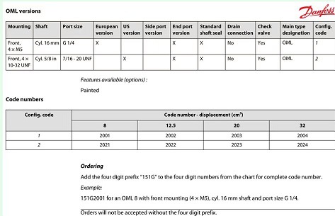 Danfoss（丹佛斯）马达OML、OMM系列微型摆线液压马达低速大扭矩-阿里巴巴