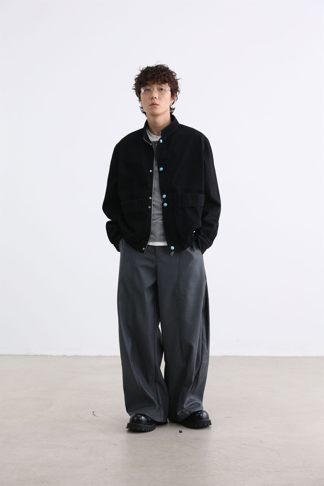 2025年新款秋季新款立领休闲夹克cleanfit中性牛仔外套潮男女情侣-阿里巴巴