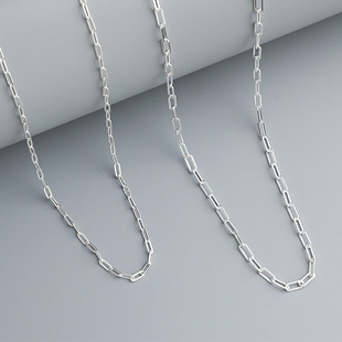 S925纯银个性方形链DIY手链项链半成品延长链尾链O字椭圆长方链条-阿里巴巴