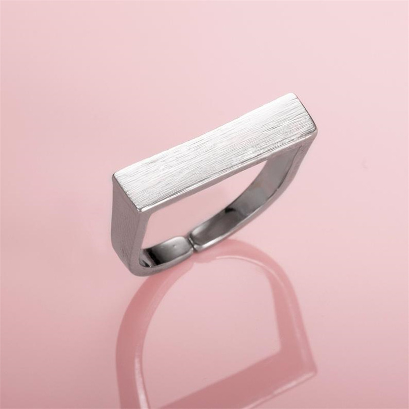 跨境亚马逊宽面拉丝磨砂开口戒指圆形爱心长方形个性欧美女性戒指-阿里巴巴