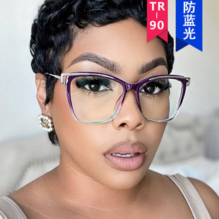 跨境TR90方框猫眼平光镜2024新款眼镜框防蓝光ins网红眼镜架个性-阿里巴巴
