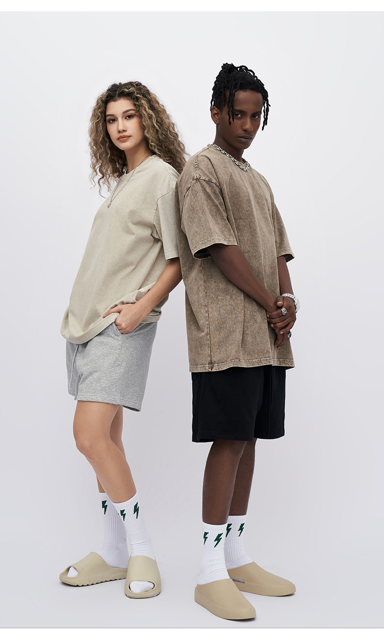 RFSD男装|巴家平替285G重工水洗蜡染圆领短袖美式重磅潮牌T恤男-阿里巴巴