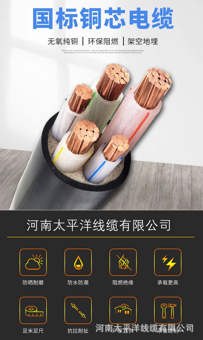 yjv/yjv22 5芯10/16/25/35/70/95/185平方铜芯电缆 低压 电力电缆-阿里巴巴