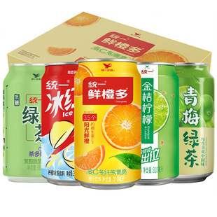 统一鲜橙多金橘柠檬青梅绿茶蜜桃汁橙汁饮料310ML*24听装整箱批发-阿里巴巴