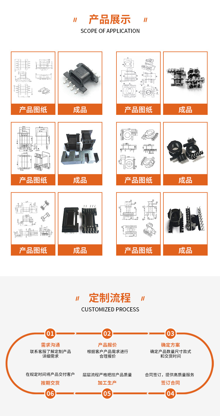 PQ2014变压器骨架电木材质PQ20骨架立式5+5针-阿里巴巴