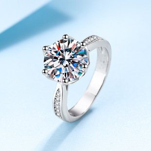 S925纯银D色三克拉莫桑石戒指女镀pt950金高质量求婚戒空托批发-阿里巴巴