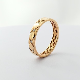 小香风coco菱格戒指CNC高本版真18k金宽窄男女情侣指环交叉对戒-阿里巴巴