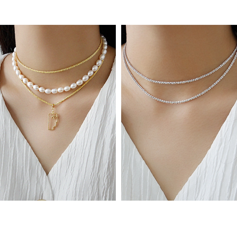 XA353韩版S925纯银项链INS满天星菜花项链锁骨颈链气质百搭银链饰-阿里巴巴