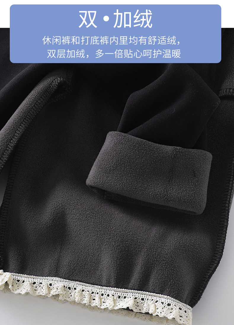 女童洋气加绒拼接裤碎花波点百搭假两件童裤冬季新款双层加绒女童-阿里巴巴