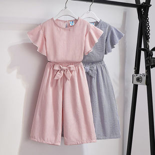 女童套装夏季2024新款洋气阔腿裤休闲条纹宽松儿童时髦两件套夏装-阿里巴巴