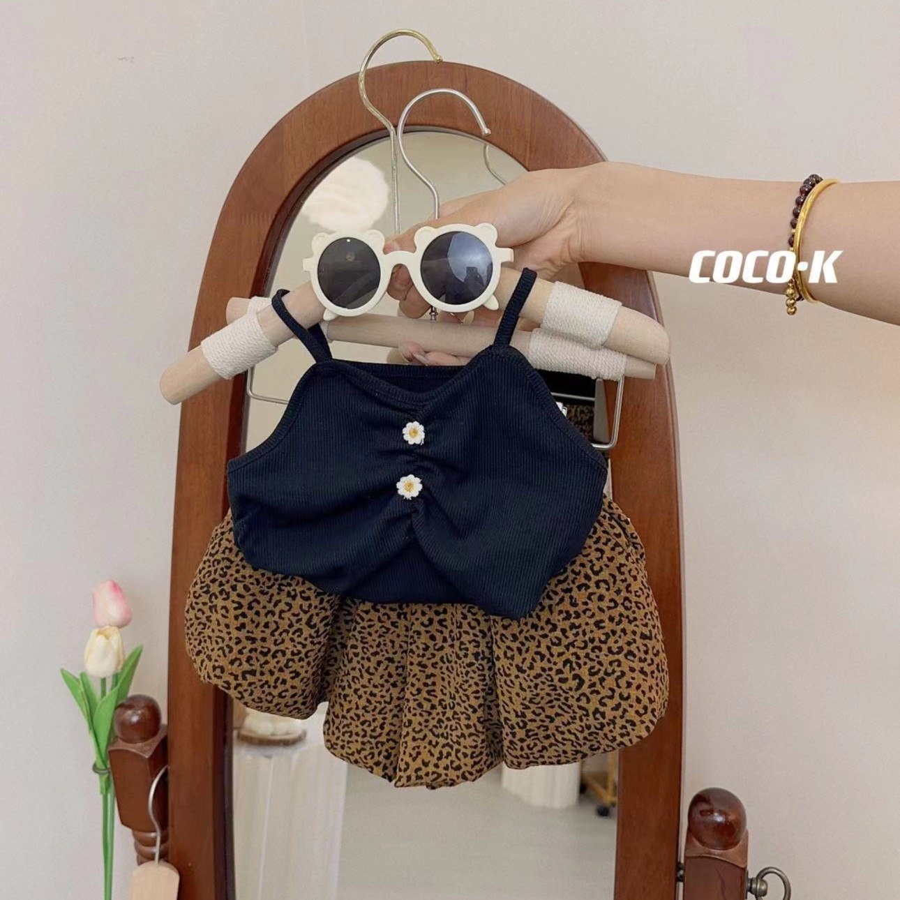 女童2023网红套装夏季韩版洋气儿童吊带背心豹纹短裤两件套23229-阿里巴巴