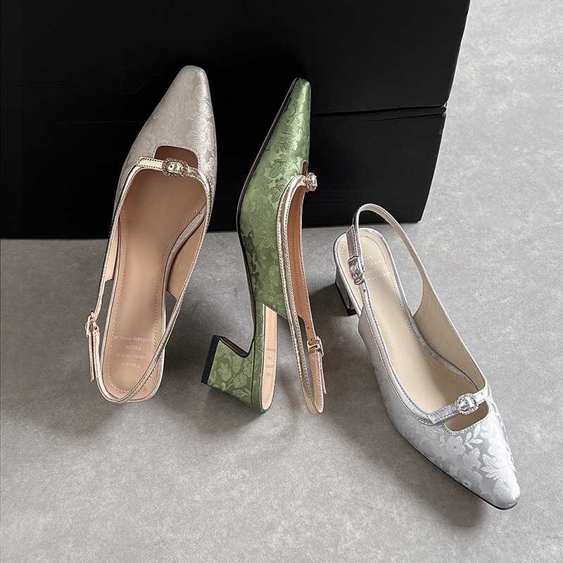 CHIKO Kelly Pointy Toe Block Heels Slingback Shoes