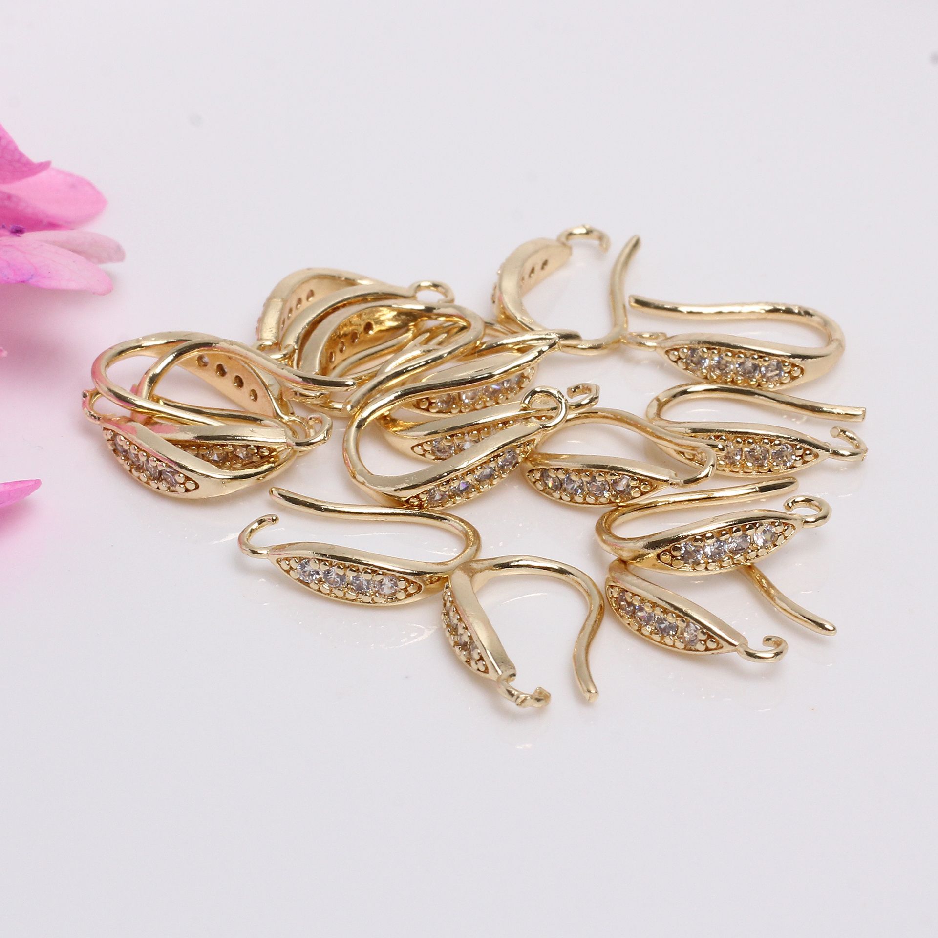 14K包金配件 微镶锆石耳钩 diy手工耳饰材料耳环饰品配件-阿里巴巴